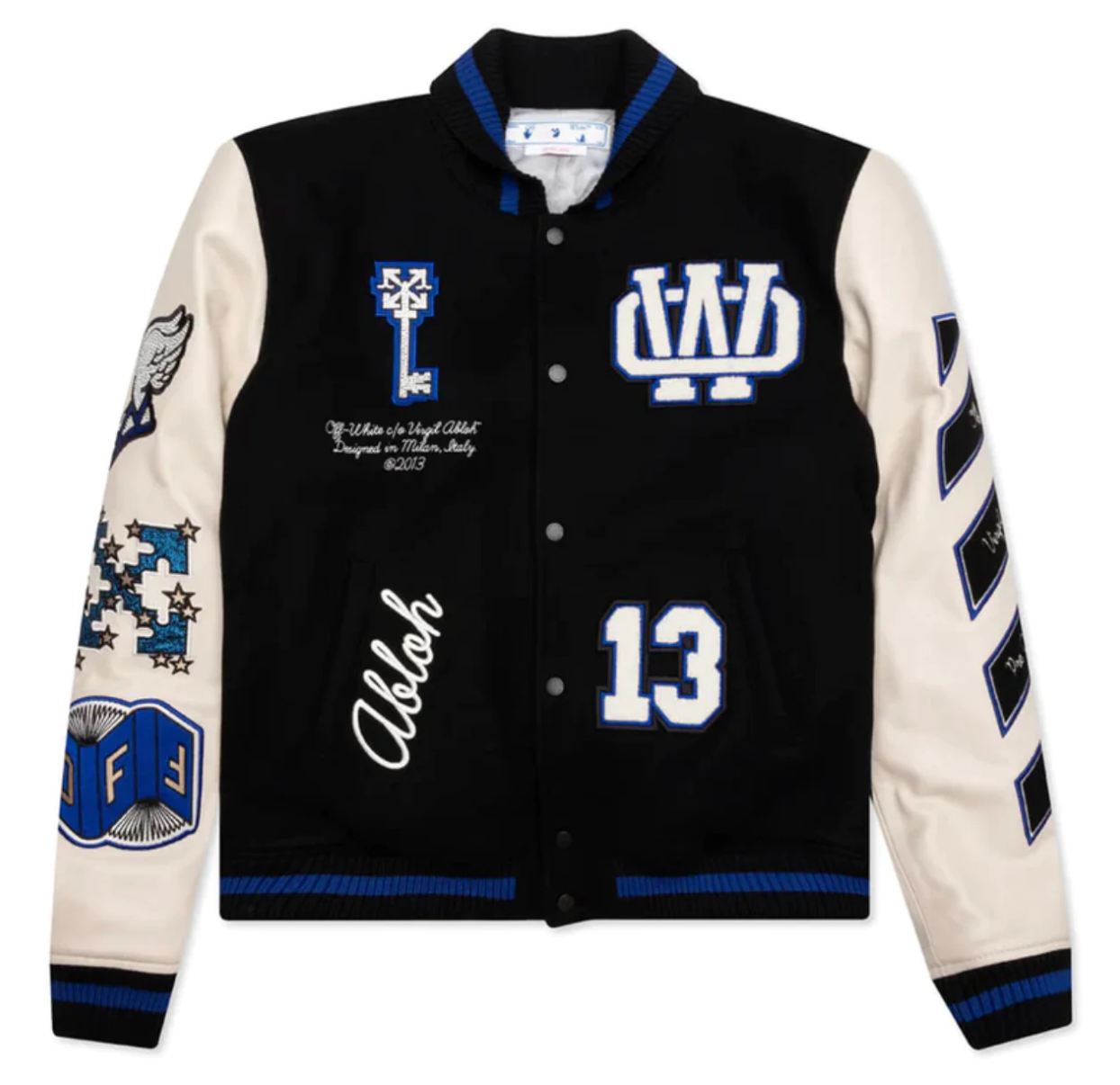 Off White Rhinestones Varsity Jacket | Heat Archive Columbus